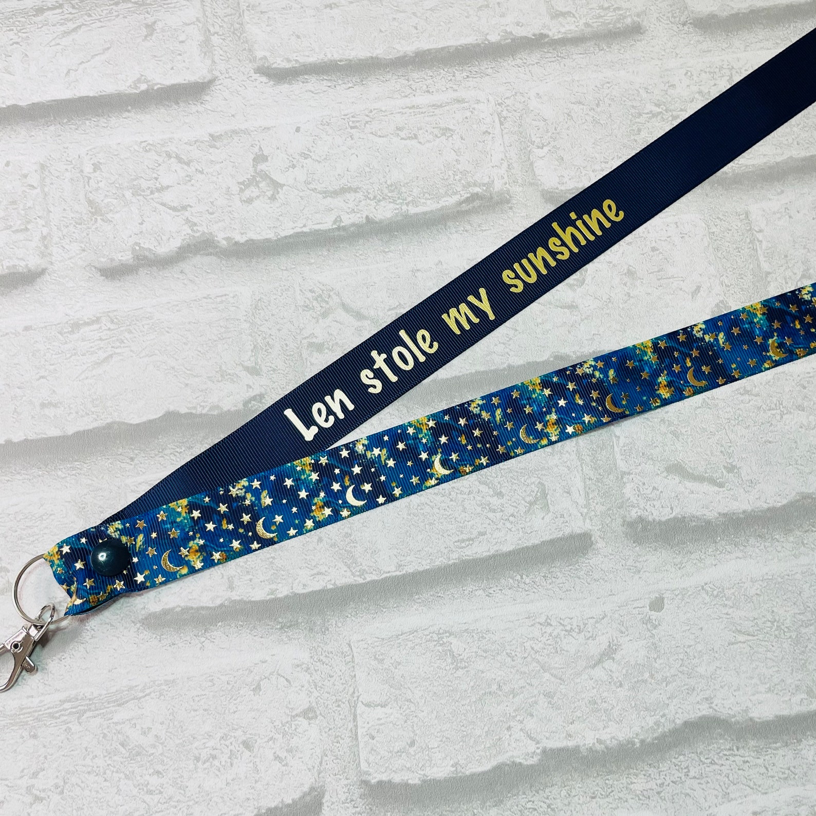 Navy Moon & Star Galaxy Personalised Lanyard - Teacher Lanyard, Custom ...