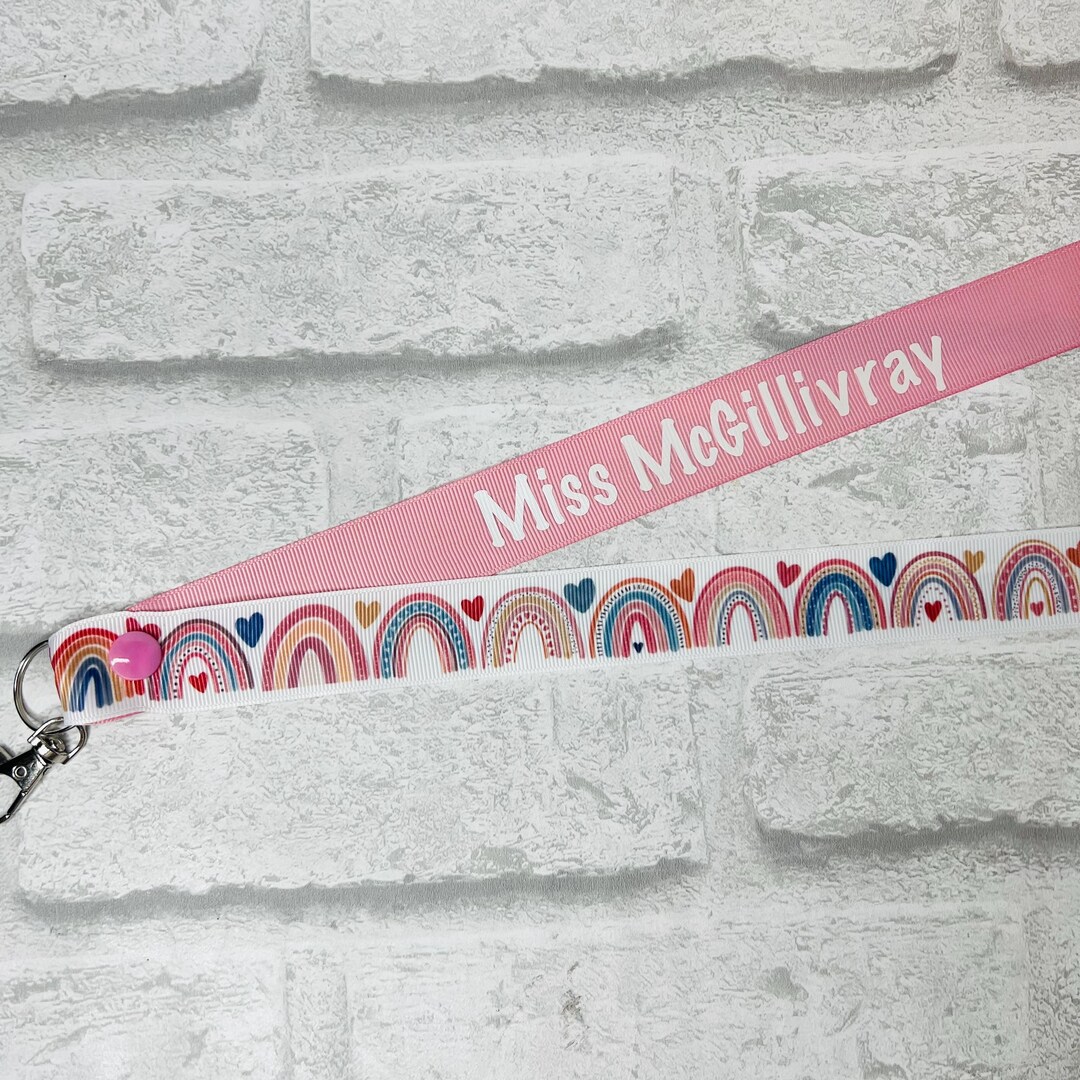 New Rainbow Personalised Lanyard - Teacher Lanyard, Custom School ...