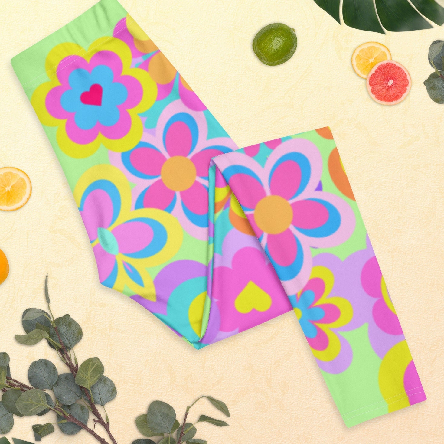 Trippy Hippie 70's Style Pastel Flower Barbie Inspired Leggings ...