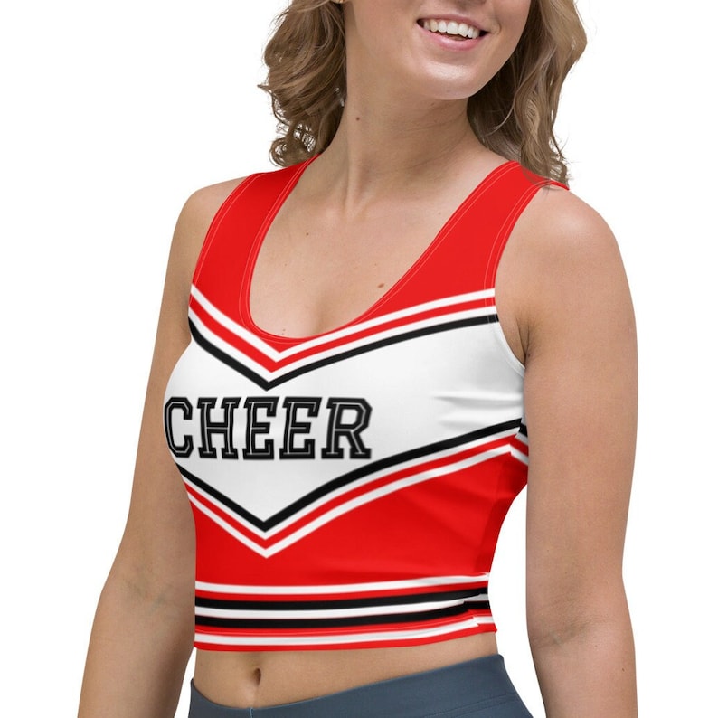 Cheer Babe Cheerleader Crop Top in Red White Black. Cute Cheer Set for ...