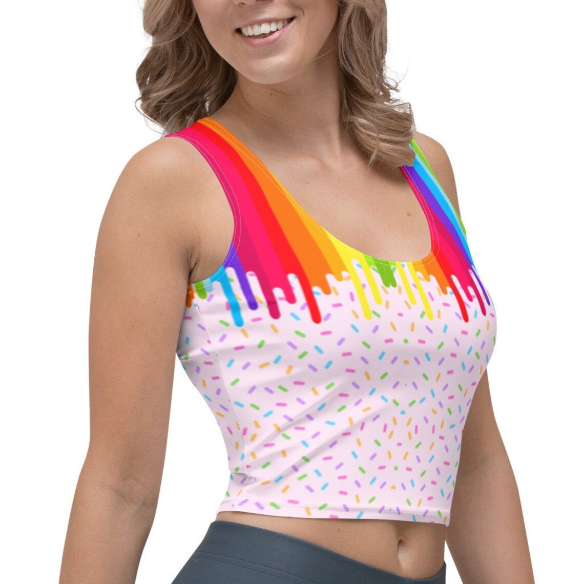 Candy Crop Top With Rainbow Icing Drip and Sprinkles. Perfect for Yoga ...