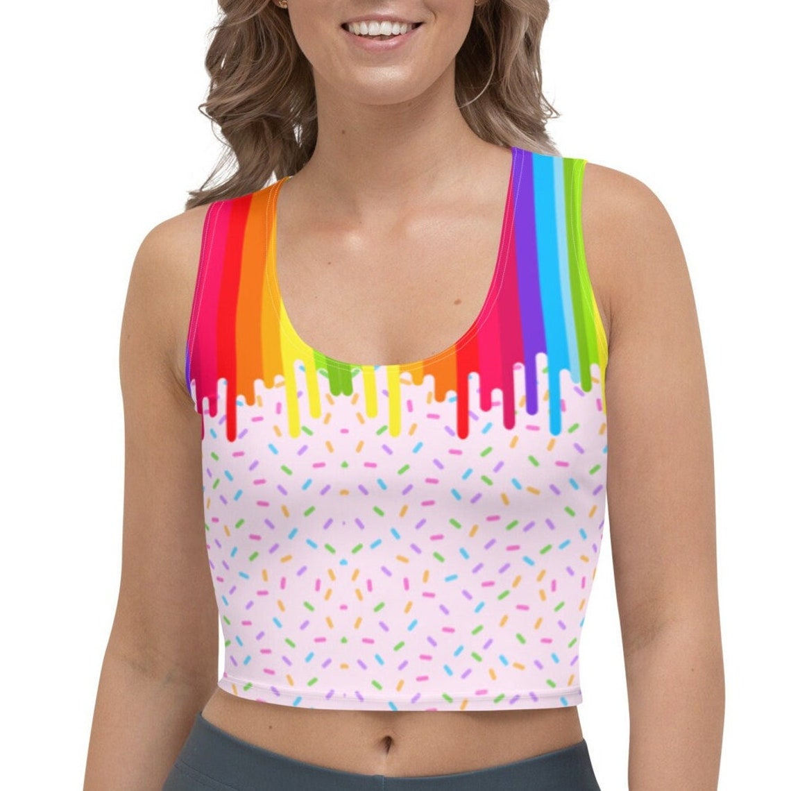 Candy Crop Top With Rainbow Icing Drip and Sprinkles. Perfect for Yoga ...