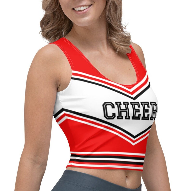 Cheer Babe Cheerleader Crop Top in Red White Black. Cute Cheer Set for ...