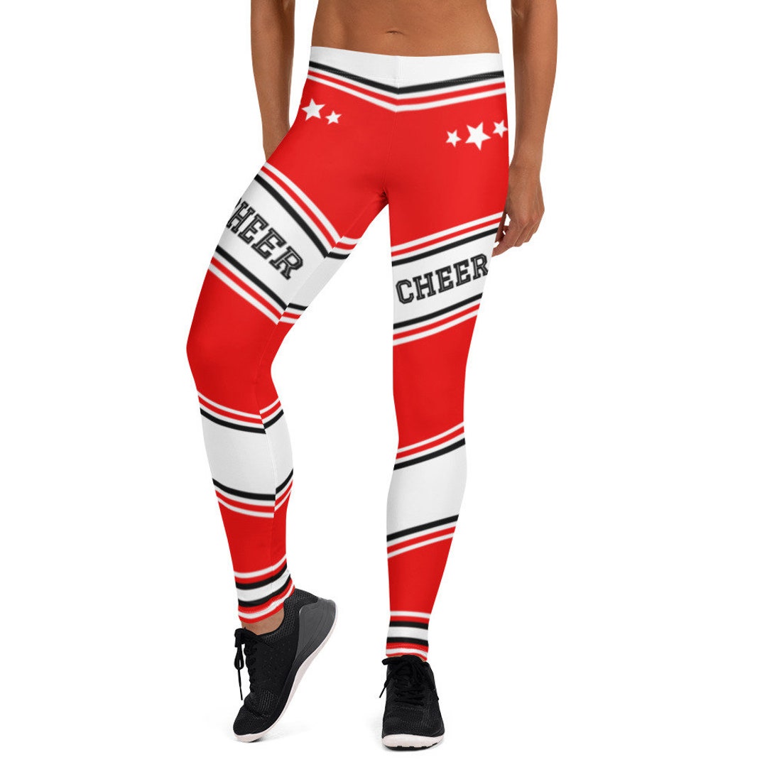 Cheer Babe Cute Red White and Black Cheerleader Theme Leggings. Perfect ...