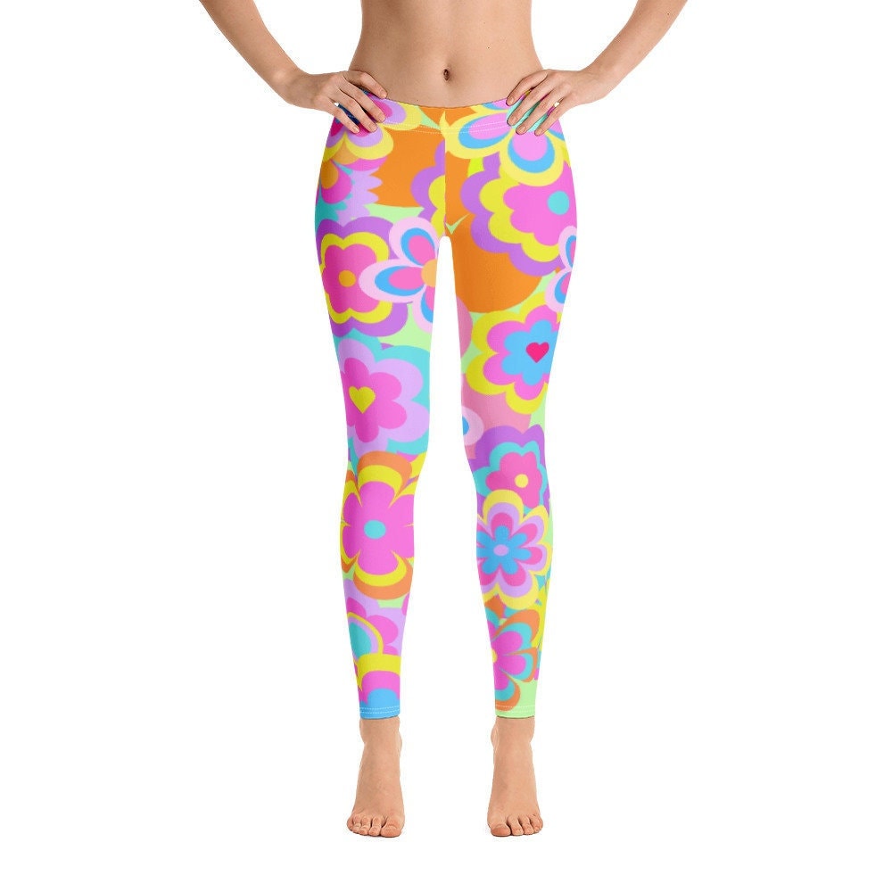 Trippy Hippie 70's Style Pastel Flower Barbie Inspired Leggings ...