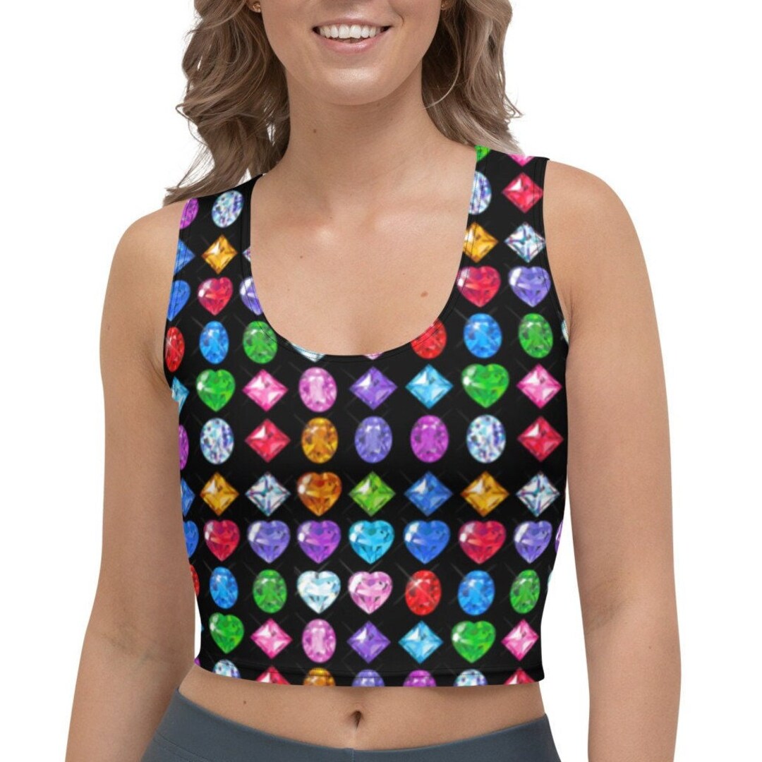 Jewel Crush Rainbow Gem Crop Top to Match Leggings for Gamer Girl ...