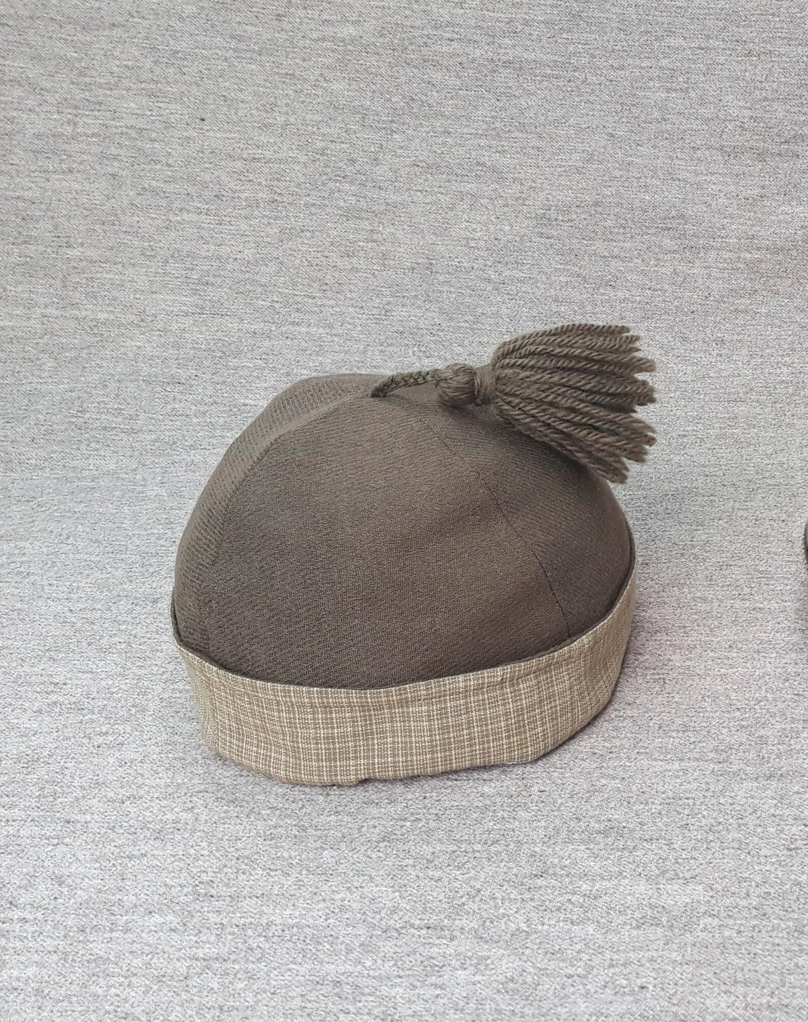 Brown Wool & Cotton Hand-finished Round Cap - Etsy