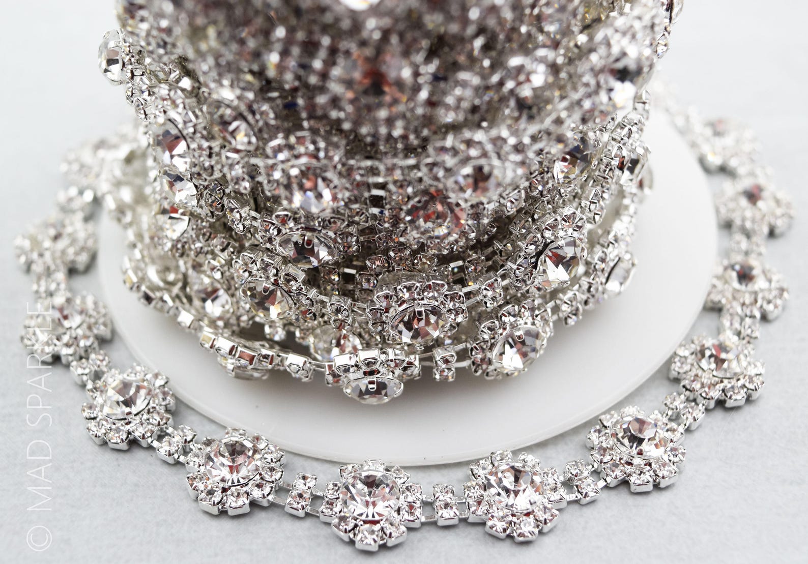 Crystal Rhinestone Trim by the Yard, Black Fancy Cupchain, Bridal Trim ...