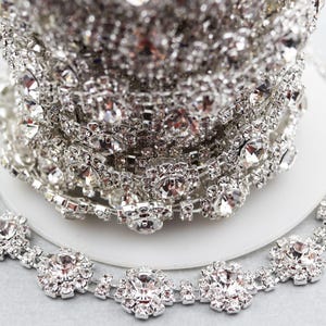 Crystal Rhinestone Trim by the Yard, Black Fancy Cupchain, Bridal Trim ...