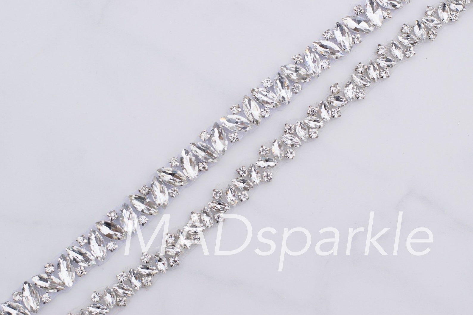 Rhinestone Trim by the Yard Thin Bridal Trim Luxury Silver - Etsy