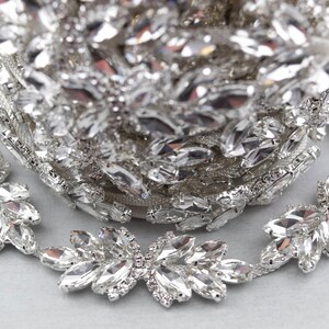 Rhinestone Applique, Crystal Trim by the Yard, Fancy 1" Cupchain ...