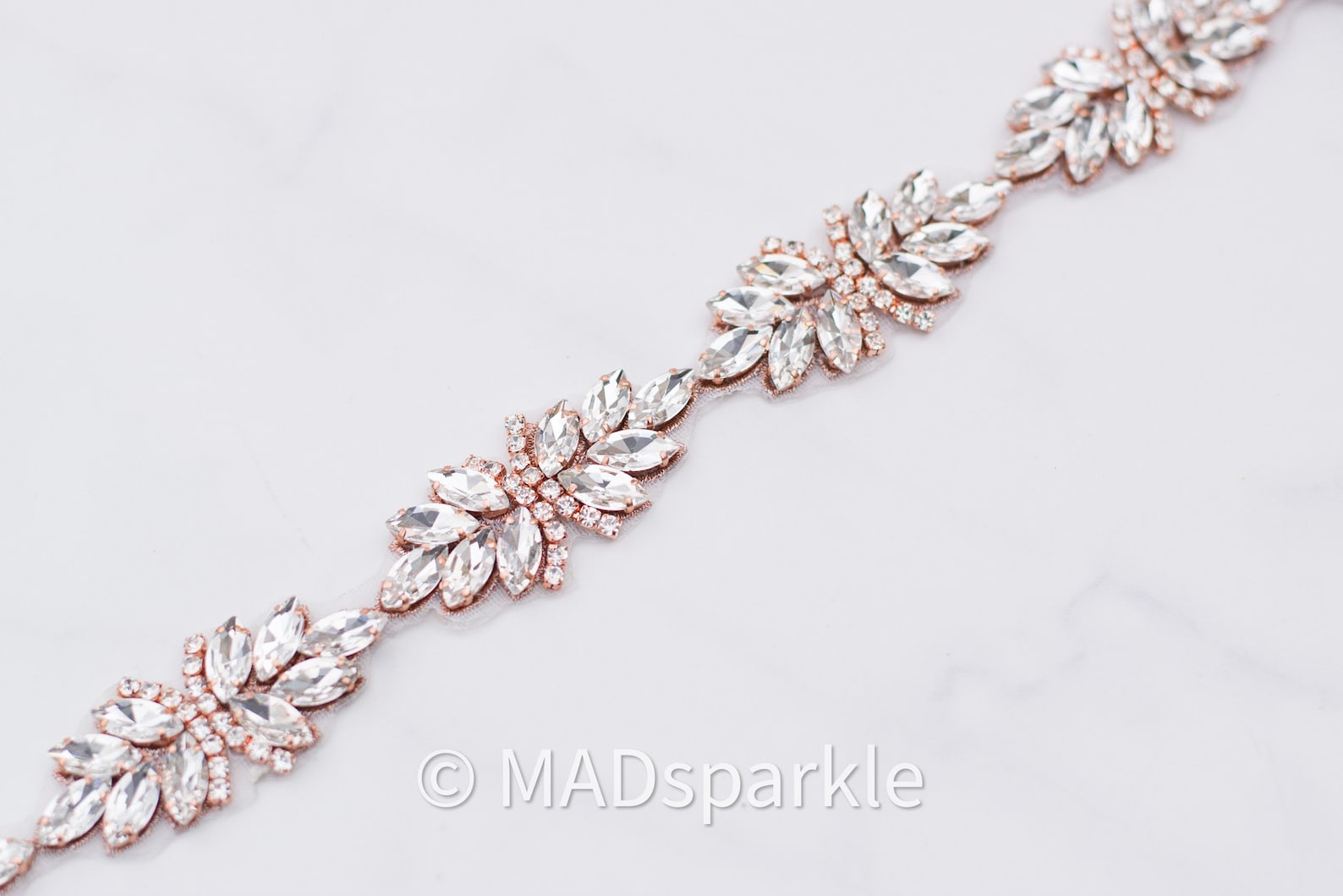 Rose Gold Crystal Rhinestone Trim by the Yard, Beaded Bridal Trim ...