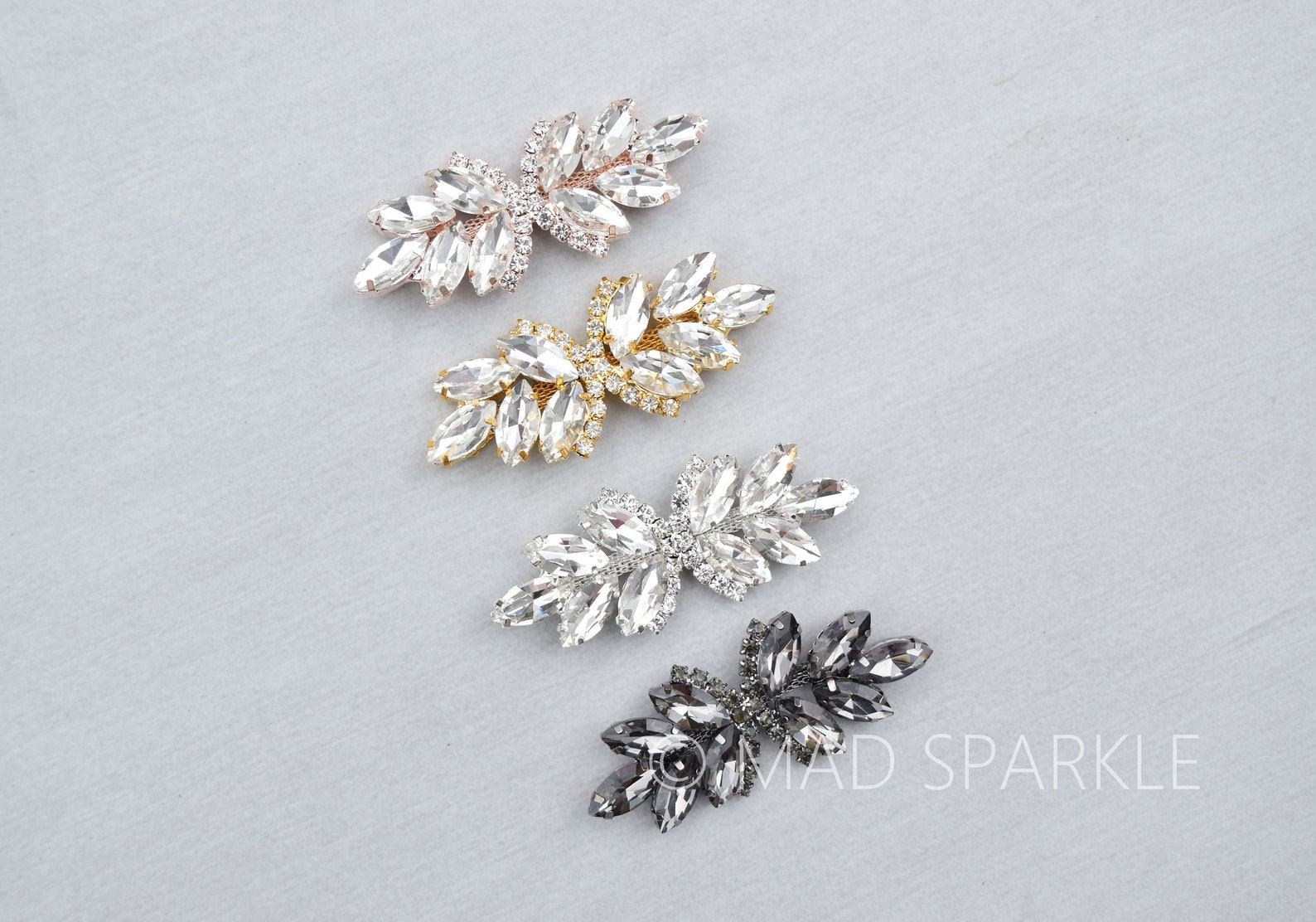 Small Rhinestone Applique, Silver Crystal Motif, Hotfix Applique ...