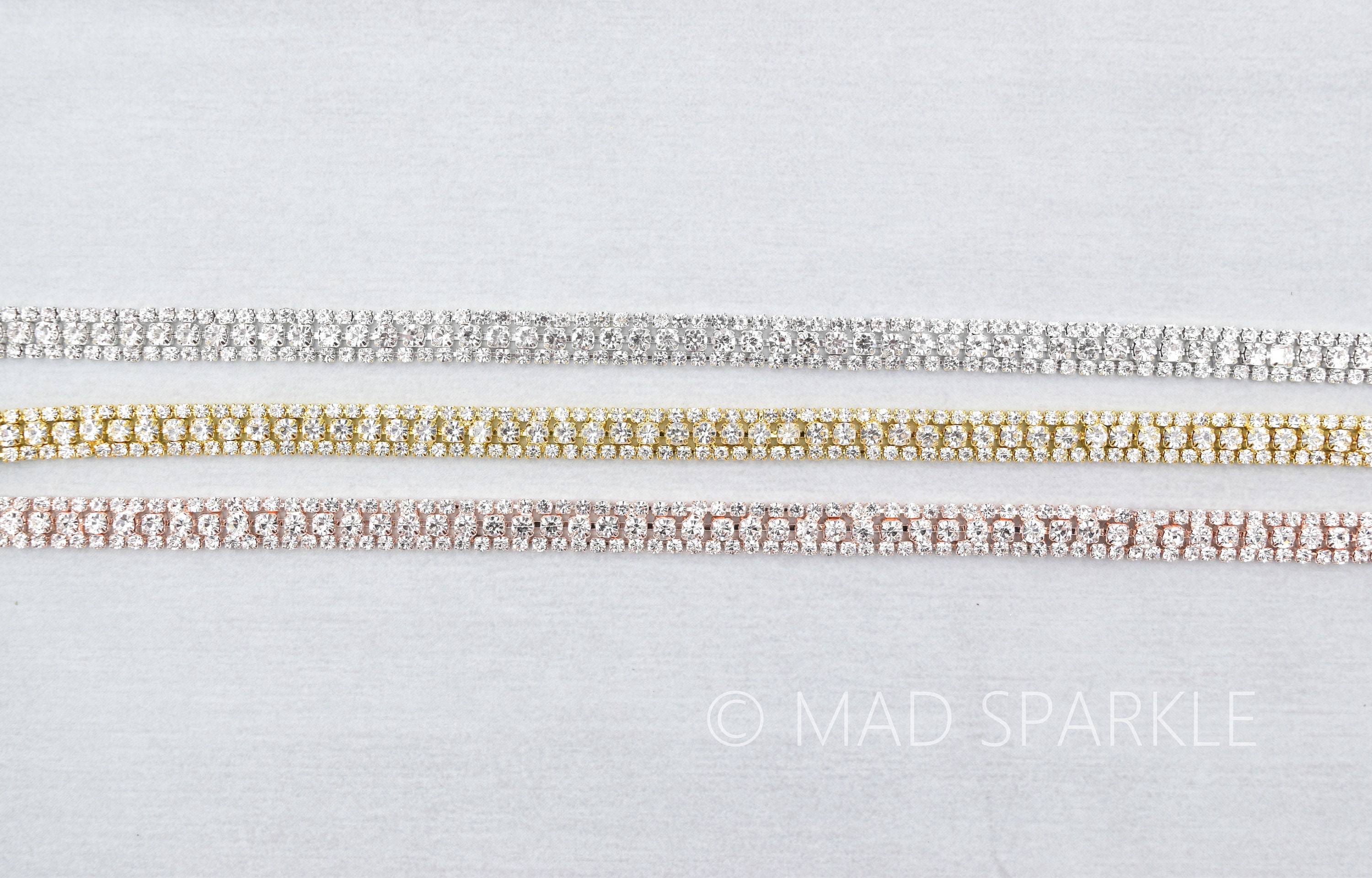 Rose Gold Rhinestone Trim by the Yard Fancy Cupchain Thin | Etsy