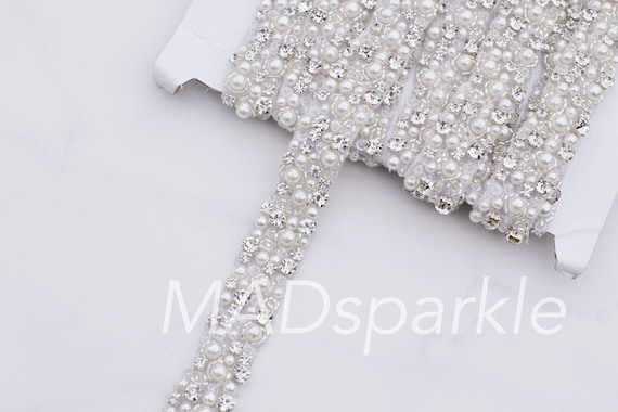 Pearl and Rhinestone Trim by the Yard/ Pearl Beaded Wedding - Etsy