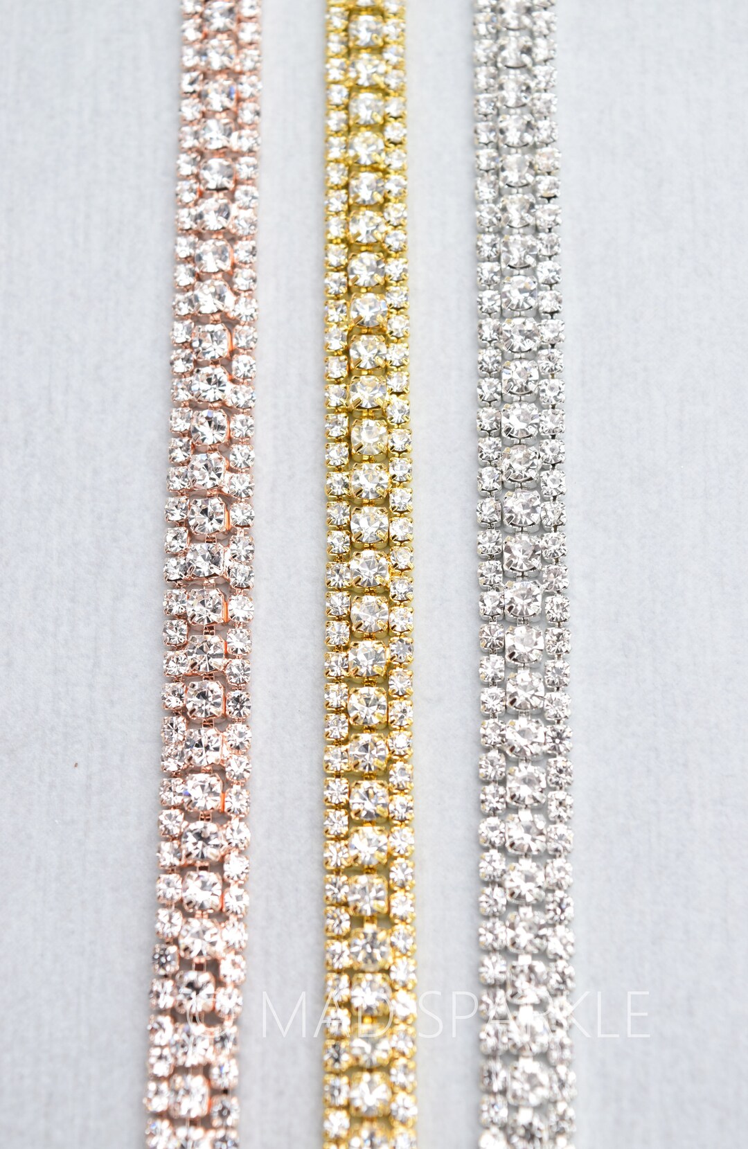 Rose Gold Rhinestone Trim by the Yard, Fancy Cupchain, Thin Bridal Trim ...