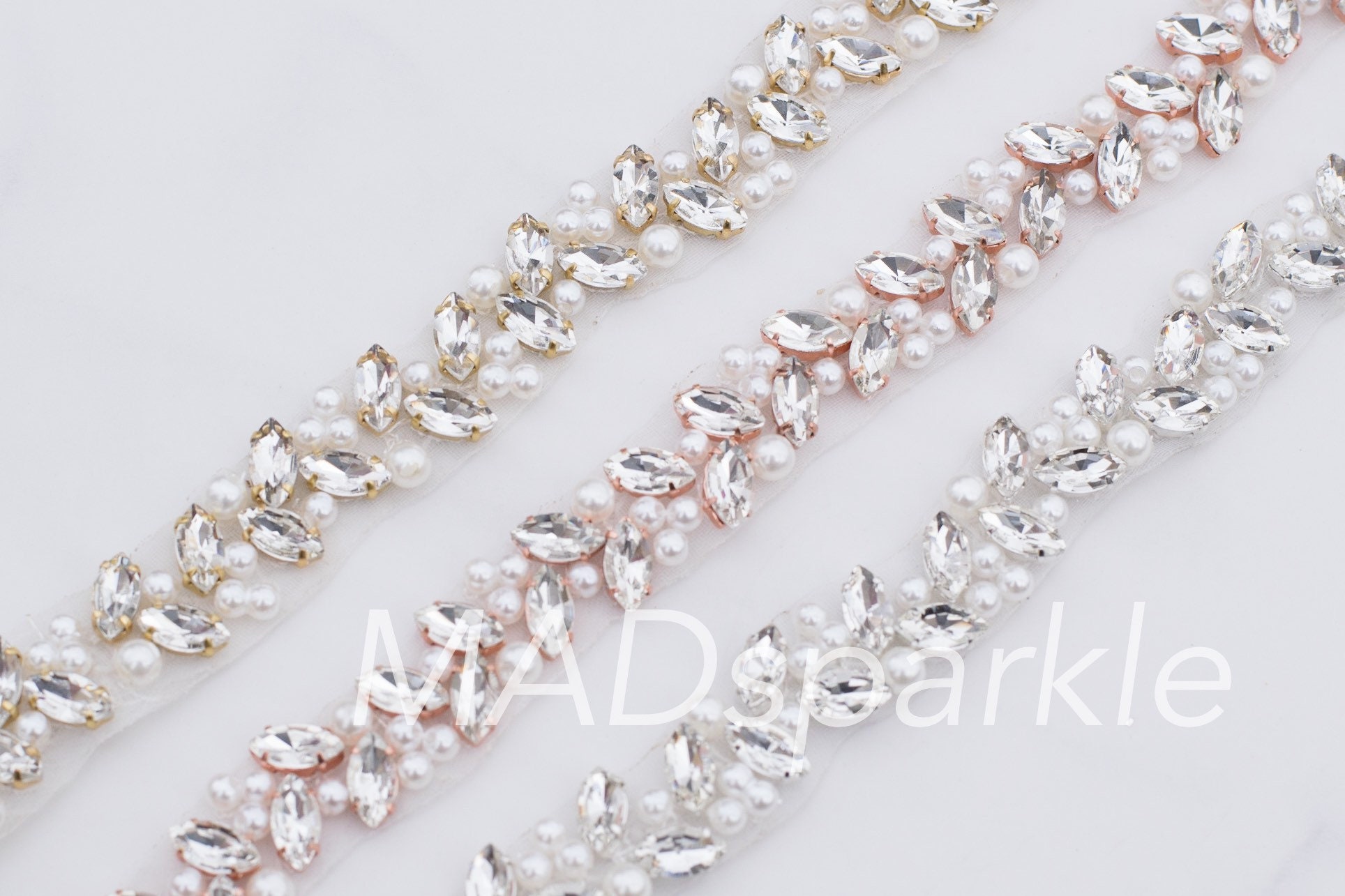 Pearl Rhinestone Trim by the Yard Thin Bridal Trim Luxury - Etsy
