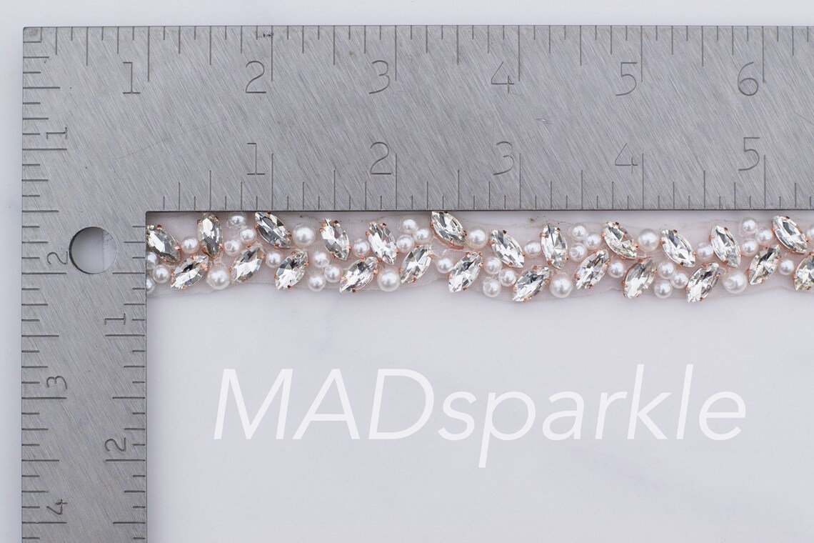 Pearl Rhinestone Trim by the Yard Thin Bridal Trim Luxury | Etsy
