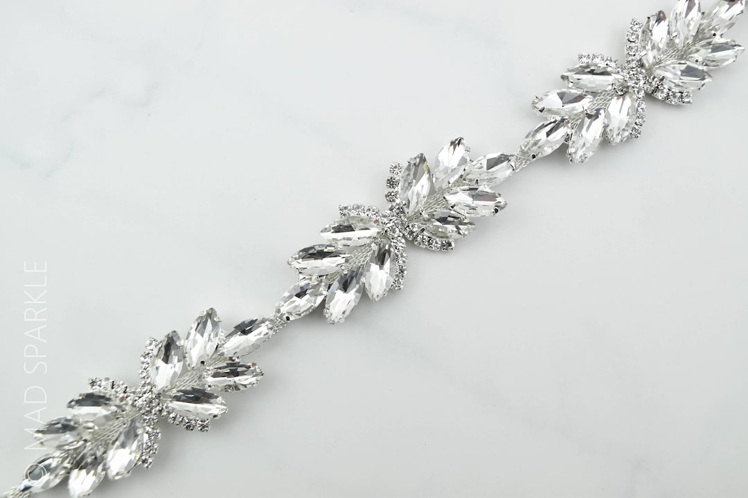 Rhinestone Applique, Crystal Trim by the Yard, Fancy 1" Cupchain ...