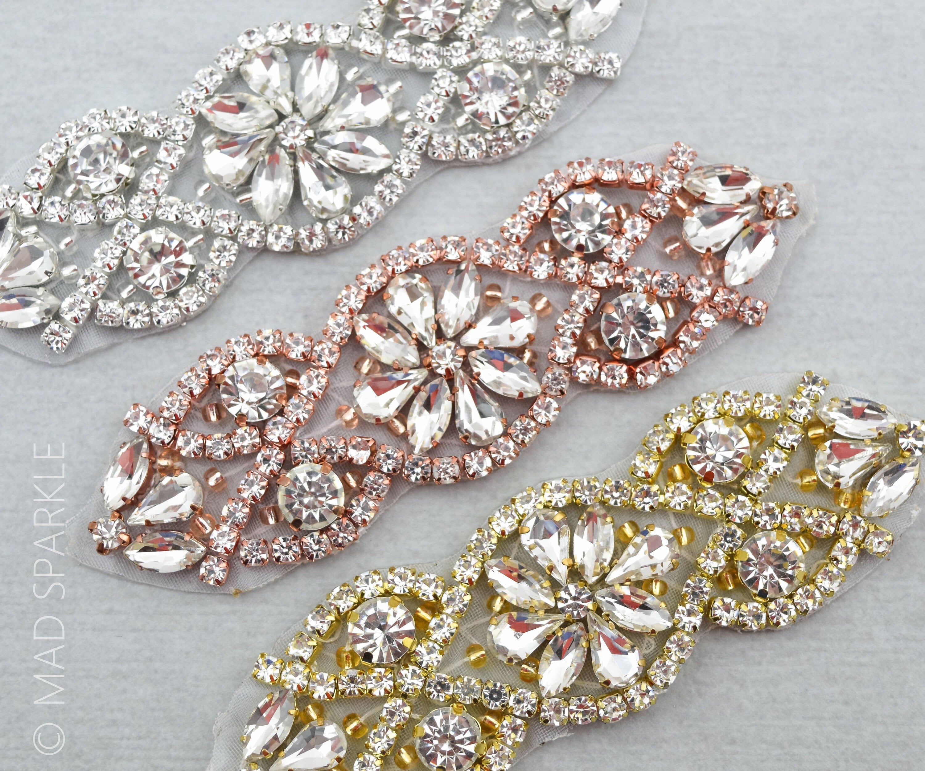 Rhinestone Applique Crystal Motif Hotfix Applique Bridal - Etsy