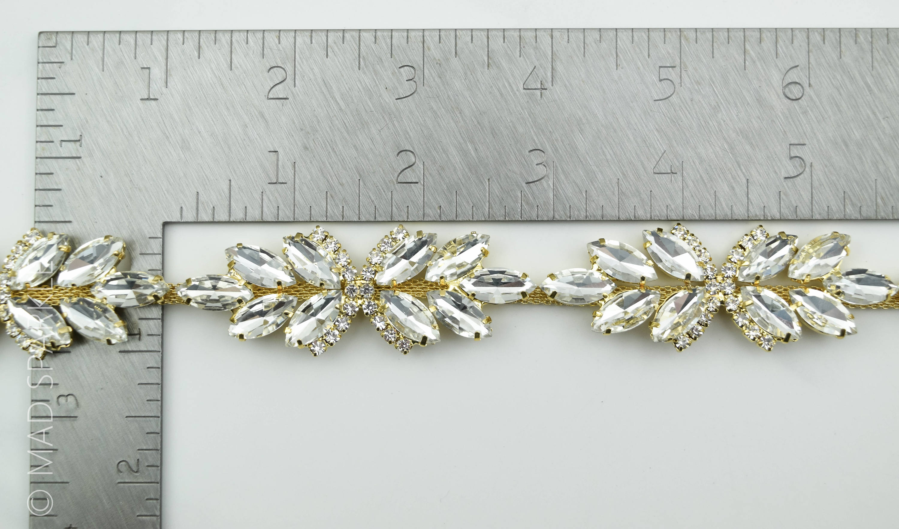 Rhinestone Applique, Crystal Trim by the Yard, Fancy 1" Cupchain ...