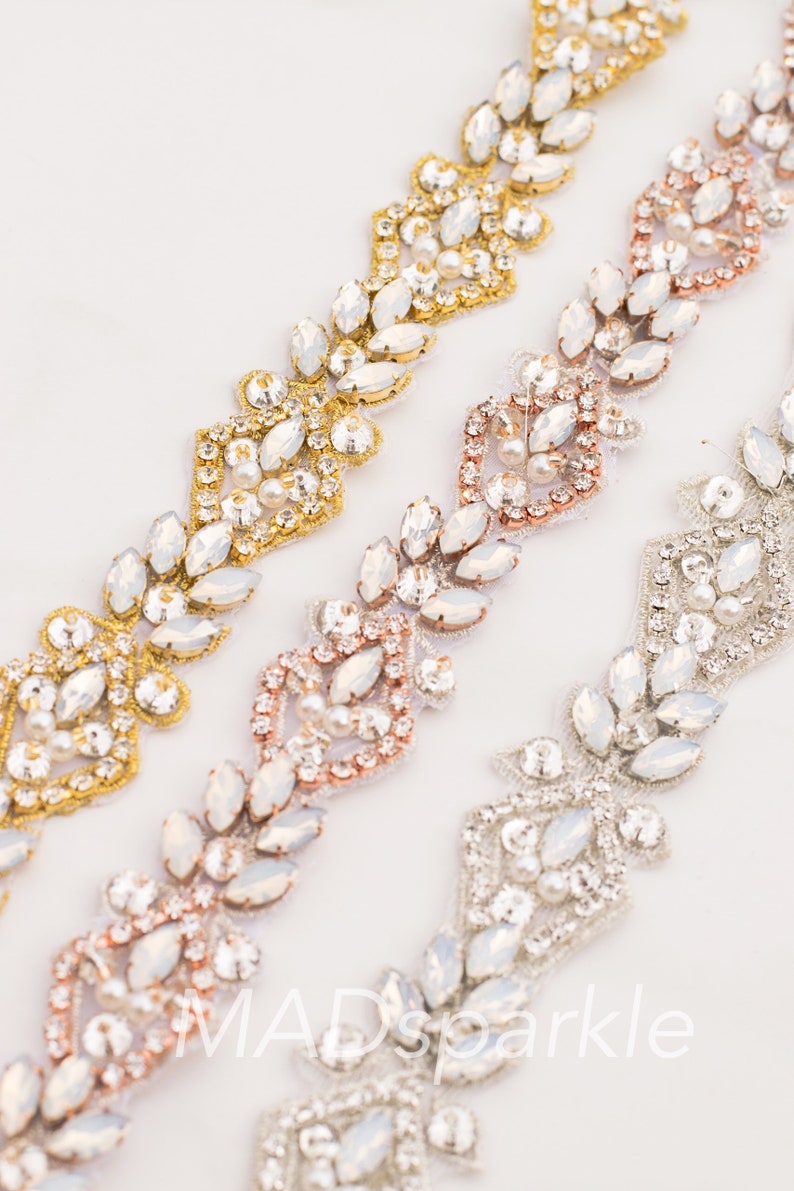 Opal Rhinestone Trim by the Yard/ Pearl Beaded Wedding Trim - Etsy