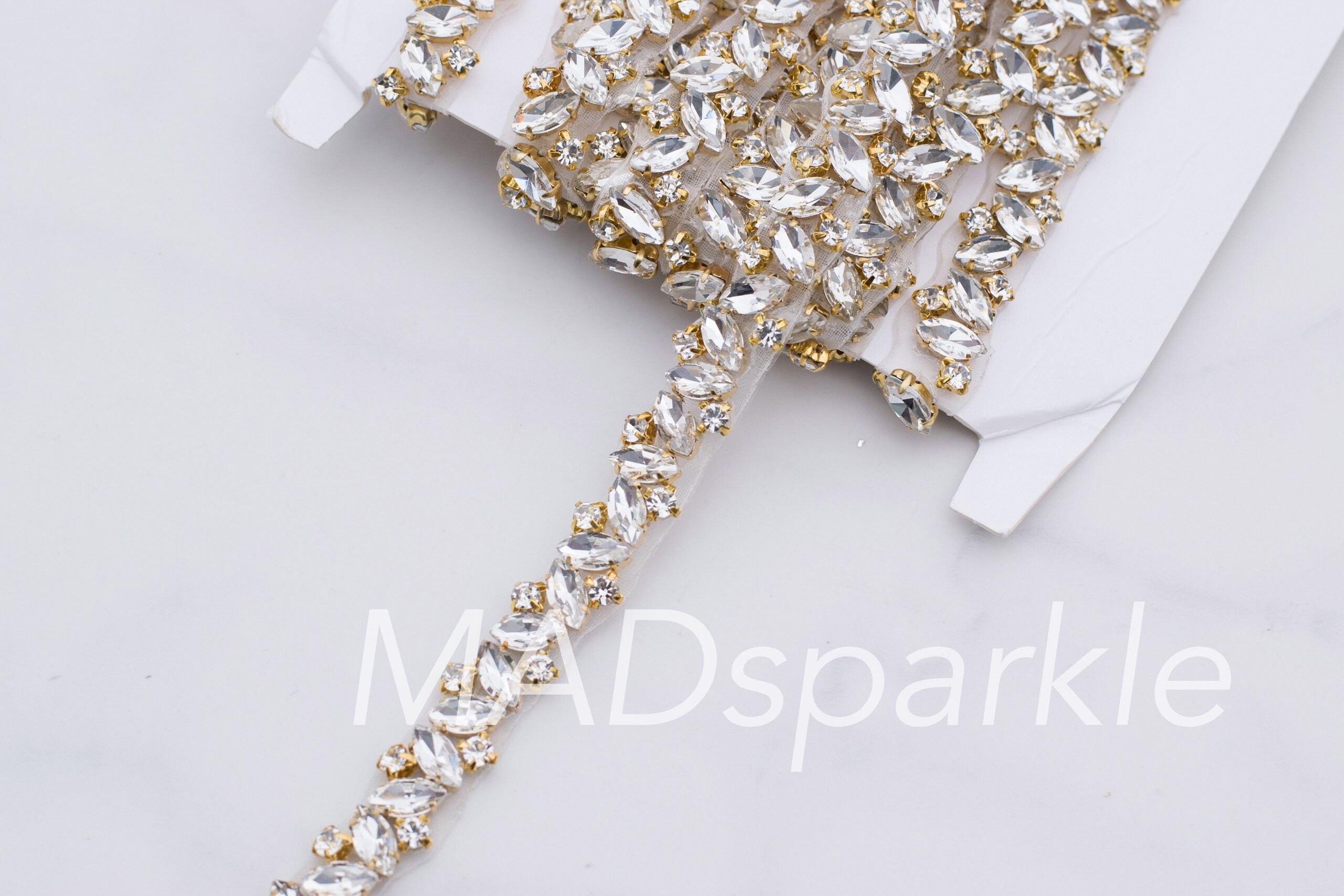Rhinestone Trim by the Yard, Thin Bridal Trim, Luxury Silver Rhinestone ...
