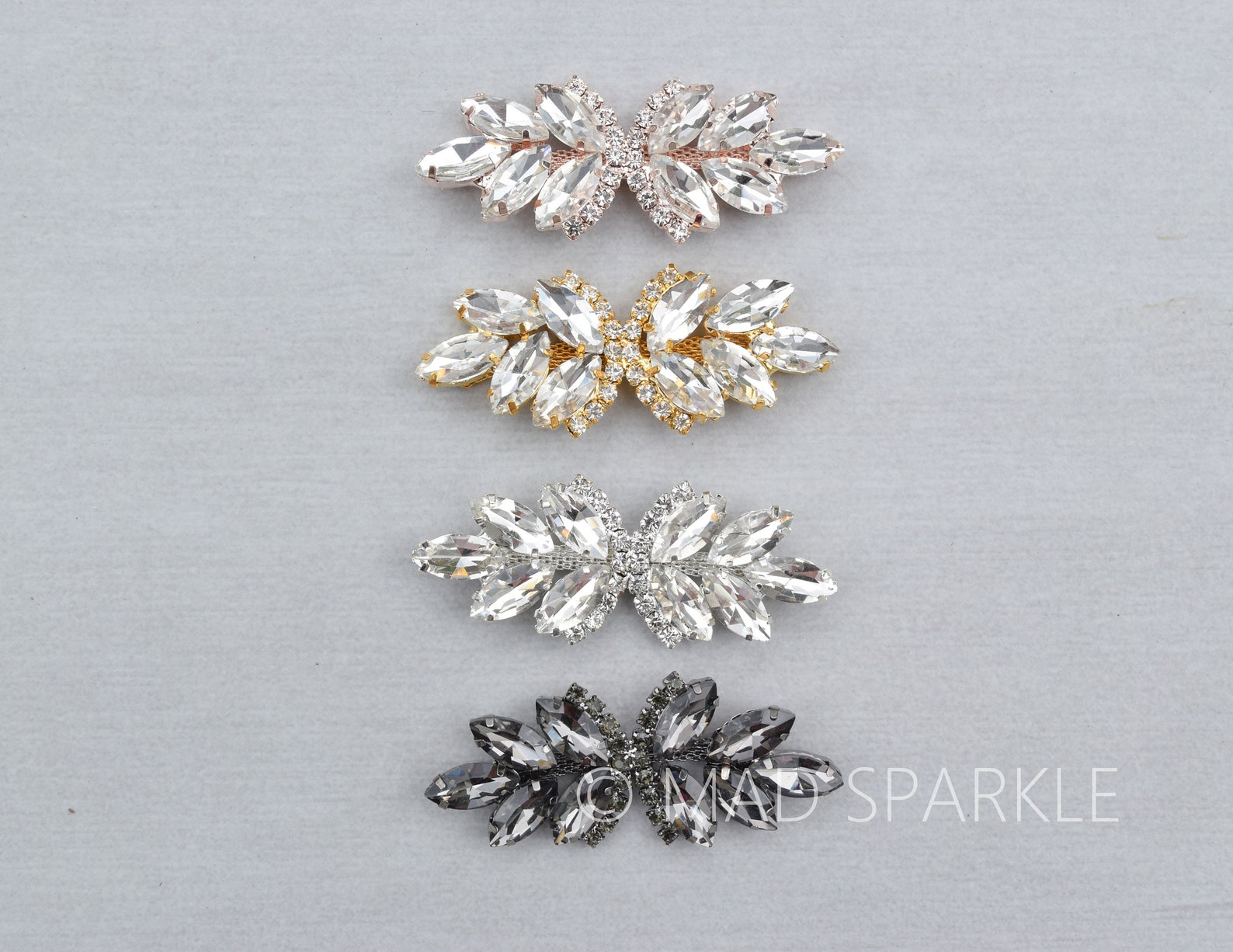 Small Rhinestone Applique Silver Crystal Motif Hotfix - Etsy