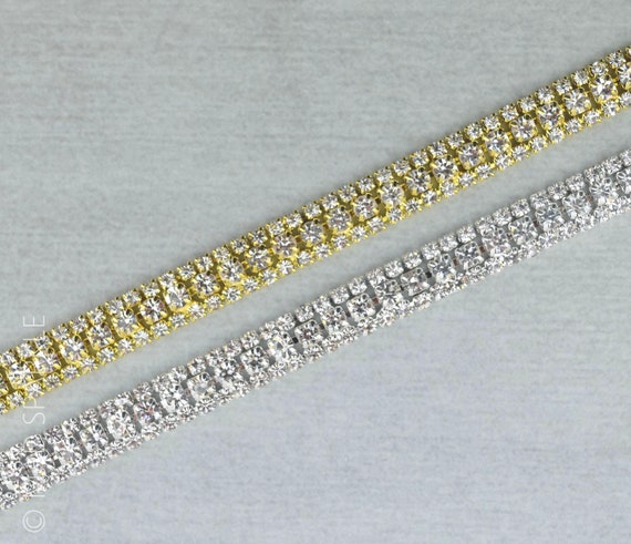 Rhinestone Trim by the yard fancy cupchain thin bridal trim | Etsy