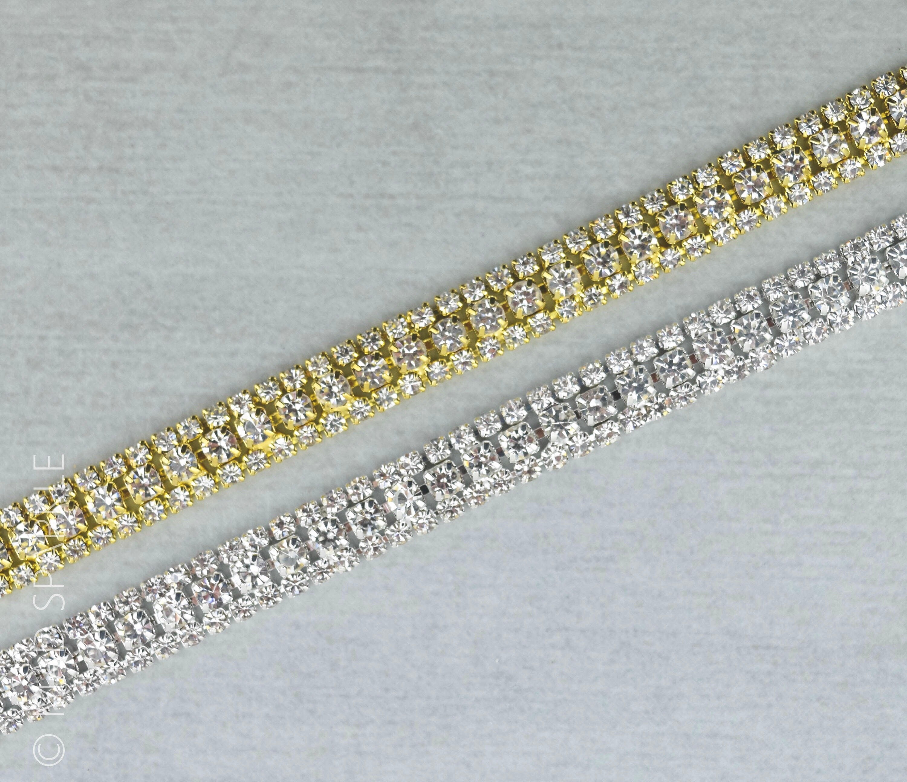 Rhinestone Trim by the Yard Fancy Cupchain Thin Bridal Trim - Etsy