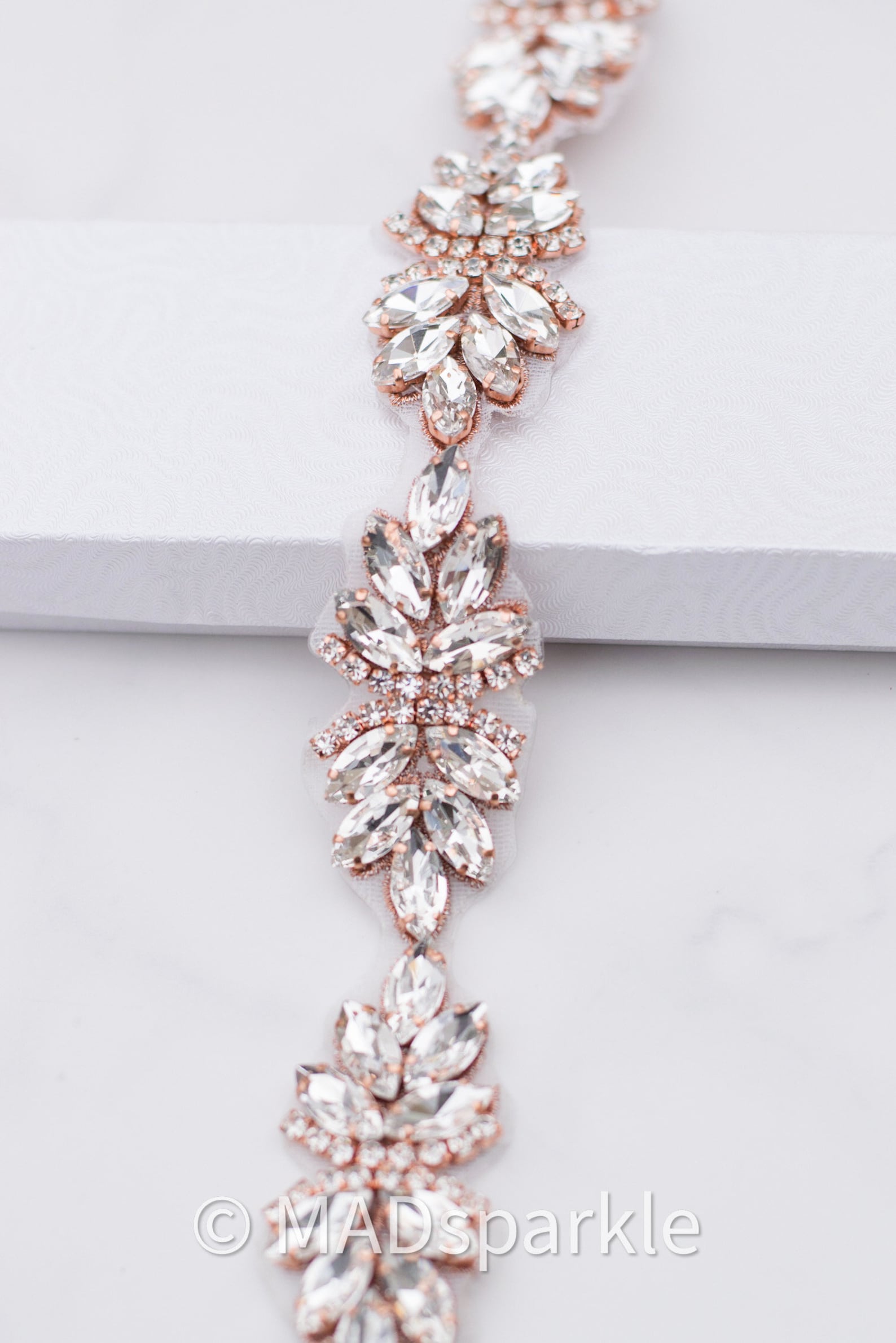 Rose Gold Crystal Rhinestone Trim by the Yard, Beaded Bridal Trim ...