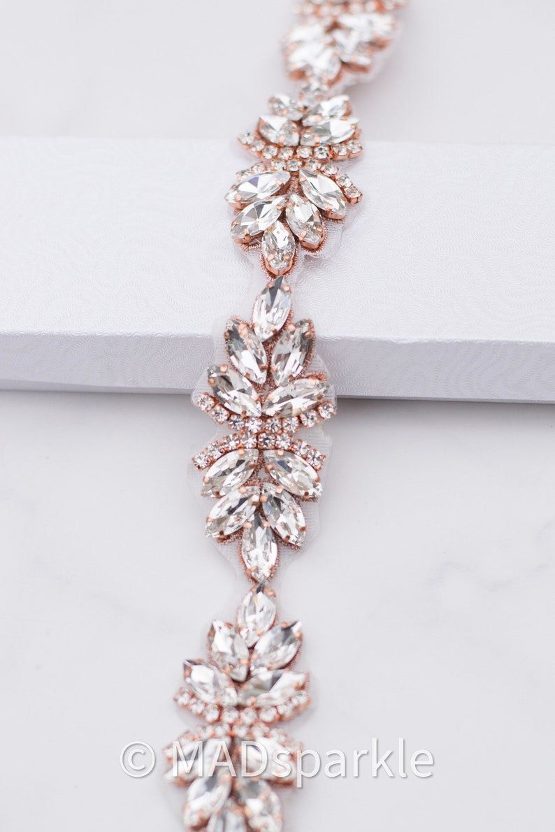 Rose Gold Crystal Rhinestone Trim by the Yard, Beaded Bridal Trim ...