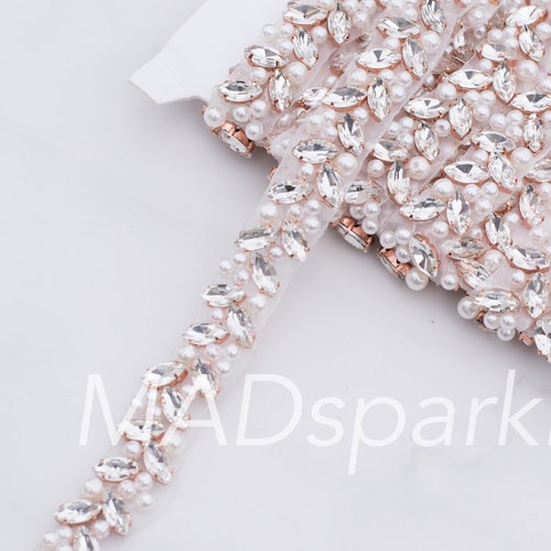 Rose Gold Rhinestone Trim by the Yard Bridal Trim Luxury - Etsy