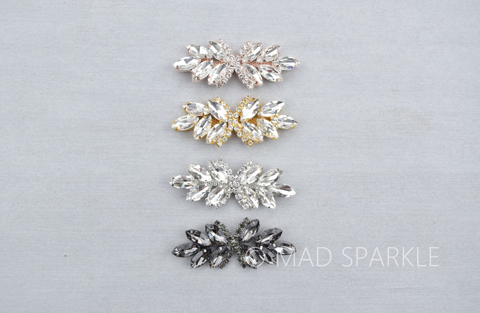 Small Rhinestone Applique, Silver Crystal Motif, Hotfix Applique ...