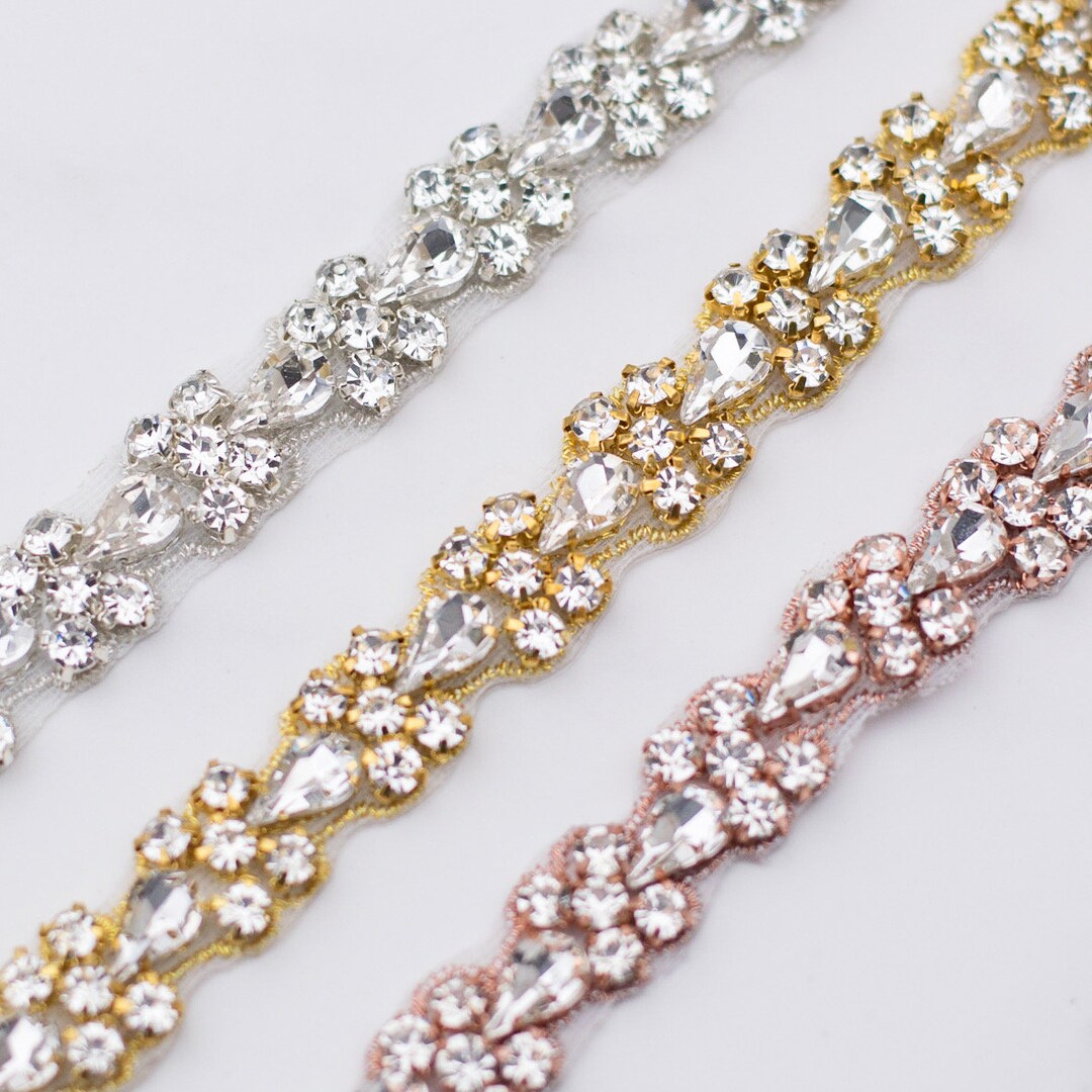 Thin Crystal Rhinestone Trim by the Yard, Crystal Bridal Trimming ...