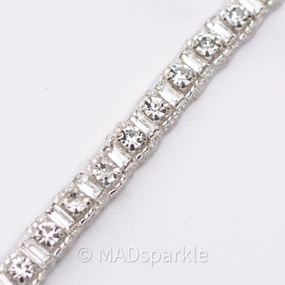 Thin Crystal Rhinestone Trim by the Yard, Crystal Bridal Trimming ...