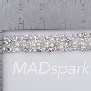 Pearl and Rhinestone Trim by the Yard/ Pearl Beaded Wedding Trim ...