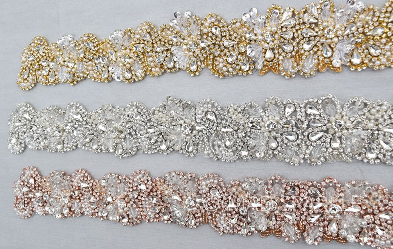 Rhinestone Applique Crystal Trim Hotfix Applique Bridal - Etsy