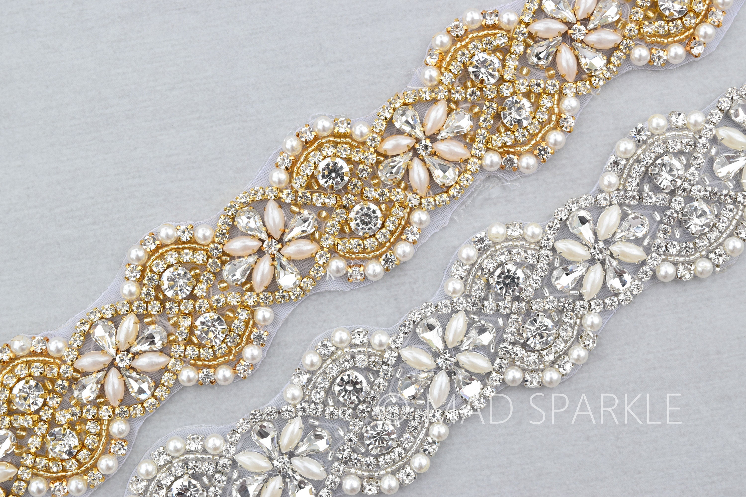 Rhinestone Pearl Applique Crystal Trim by the Yard Hotfix - Etsy