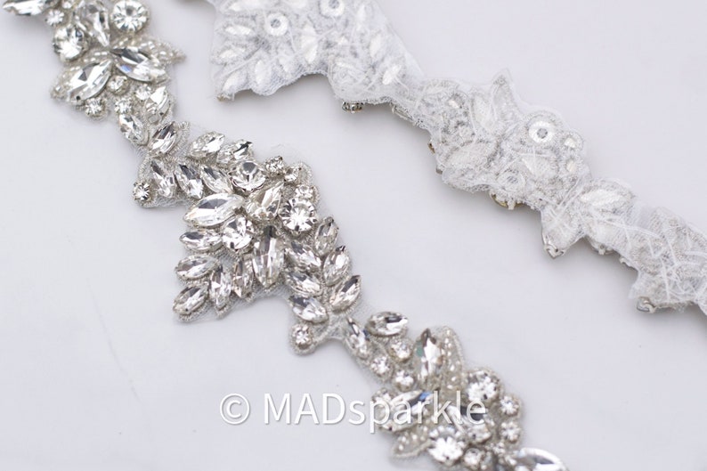 Wide Scalloped Crystal Trim by the Yard, Hotfix Applique, Bridal Trim ...