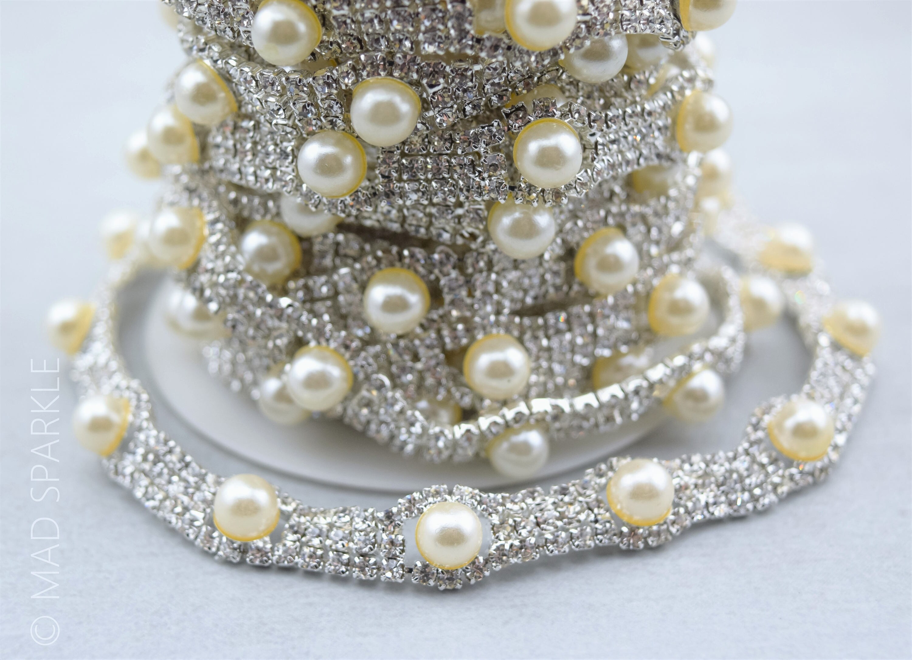 Rhinestone and Pearl Trim by the Yard Bridal Trim Luxury | Etsy