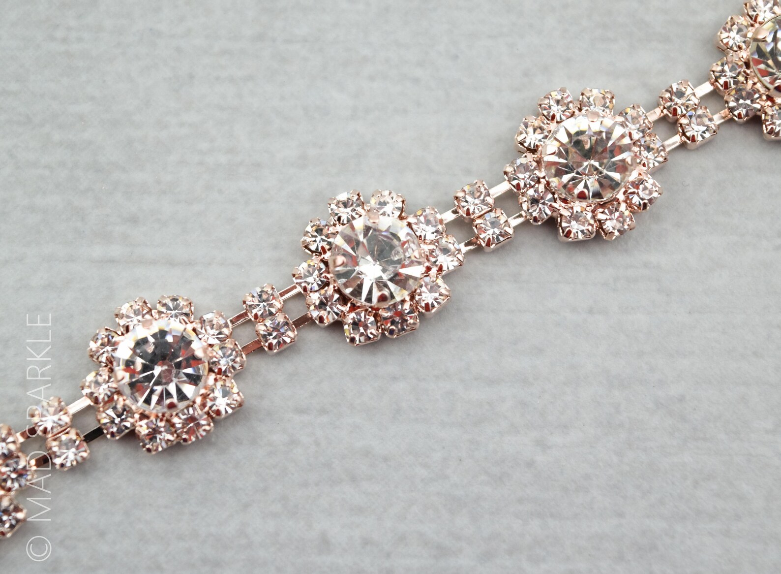Rose Gold Rhinestone Trim by the Yard Bridal Trim Luxury - Etsy