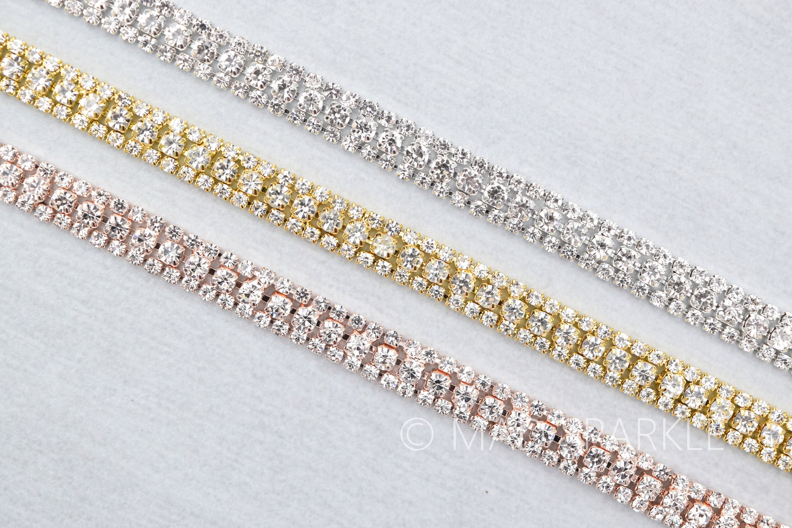 Rose Gold Rhinestone Trim by the Yard Fancy Cupchain Thin - Etsy