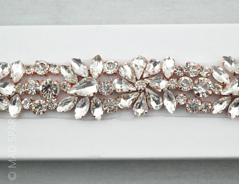 Rose Gold Rhinestone Applique Crystal Trim by the Yard - Etsy
