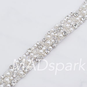 Pearl and Rhinestone Trim by the Yard/ Pearl Beaded Wedding Trim ...