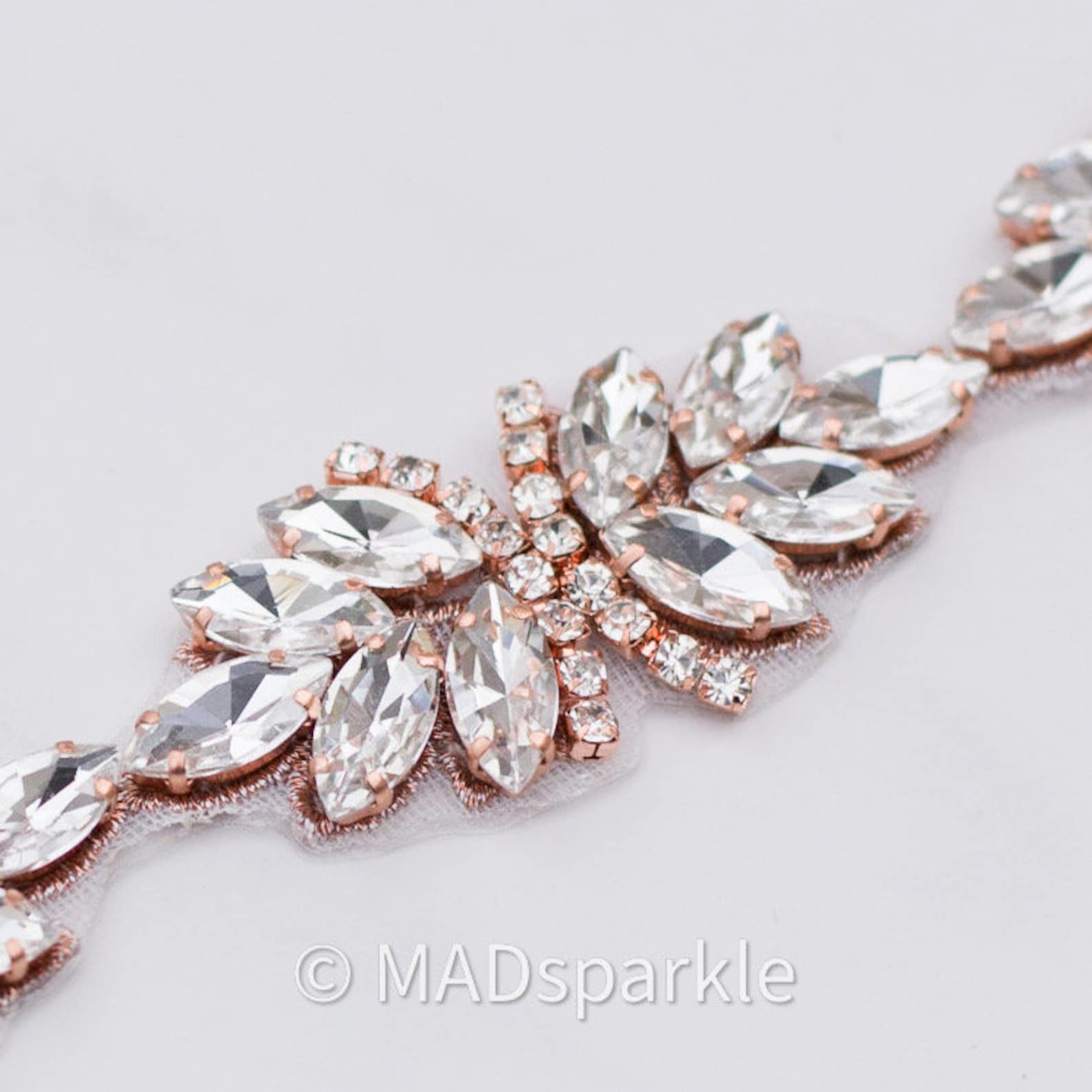 Rose Gold Crystal Rhinestone Trim by the Yard, Beaded Bridal Trim ...