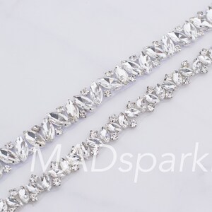 Rhinestone Trim by the Yard, Thin Bridal Trim, Luxury Silver Rhinestone ...