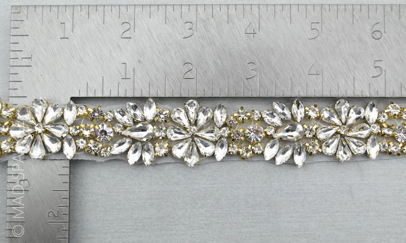 Gold Rhinestone Applique Crystal Trim by the Yard Hotfix - Etsy