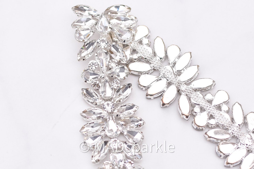 Rhinestone Applique, Crystal Trim by the Yard, Fancy 1" Cupchain ...