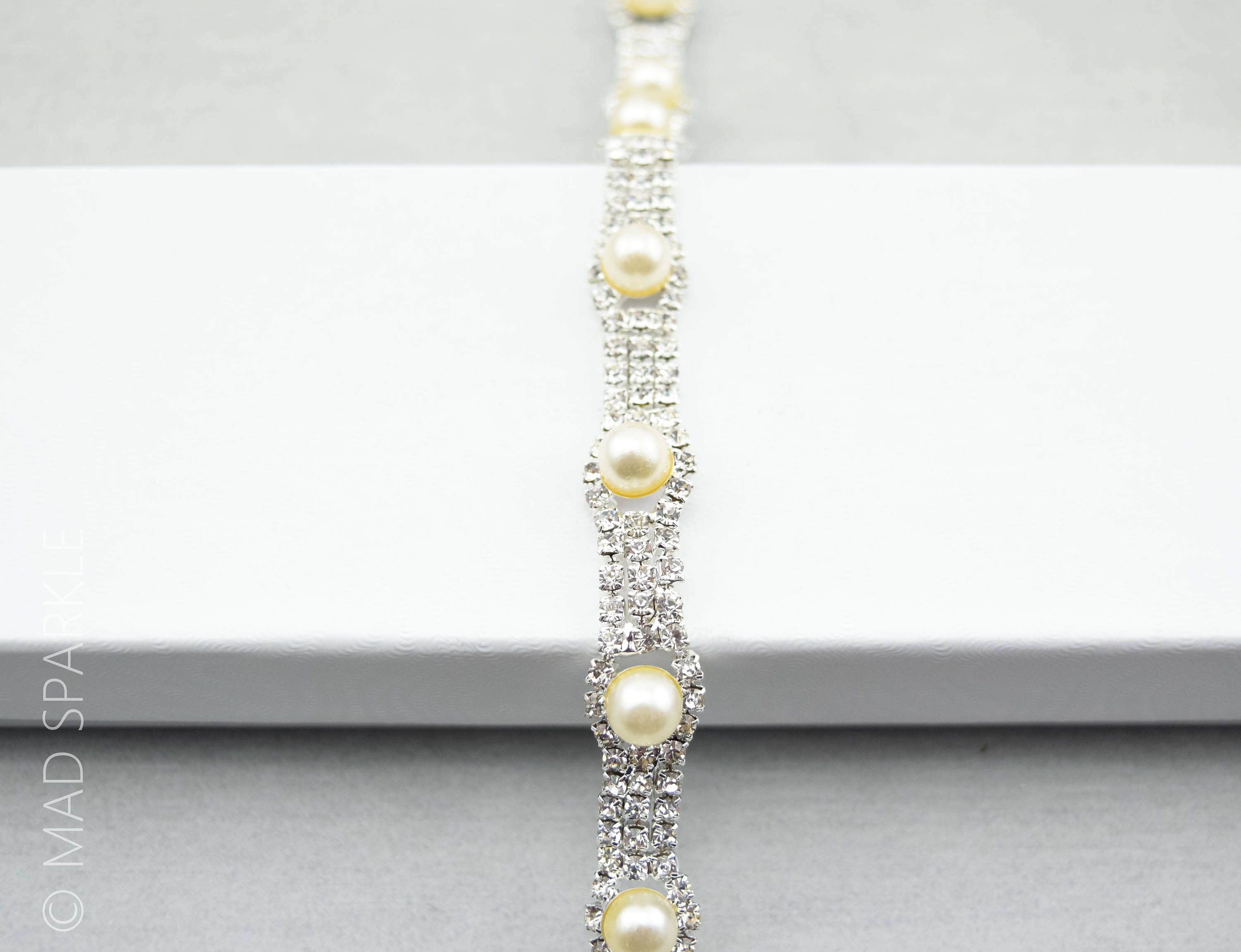 Rhinestone and Pearl Trim by the Yard Bridal Trim Luxury | Etsy